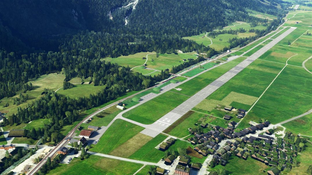 This Swiss airfield for MSFS has an animated train model of the famous ...