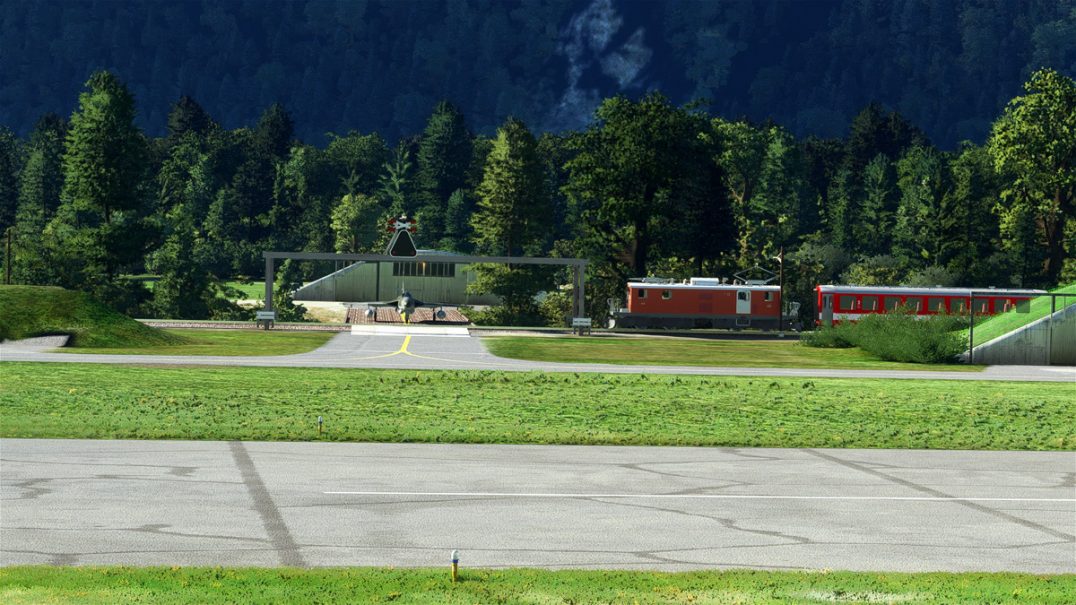 This Swiss airfield for MSFS has an animated train model of the famous ...