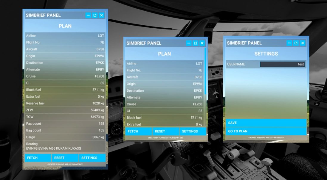 SimBrief Panel shows your flight plan data in a simple window inside ...