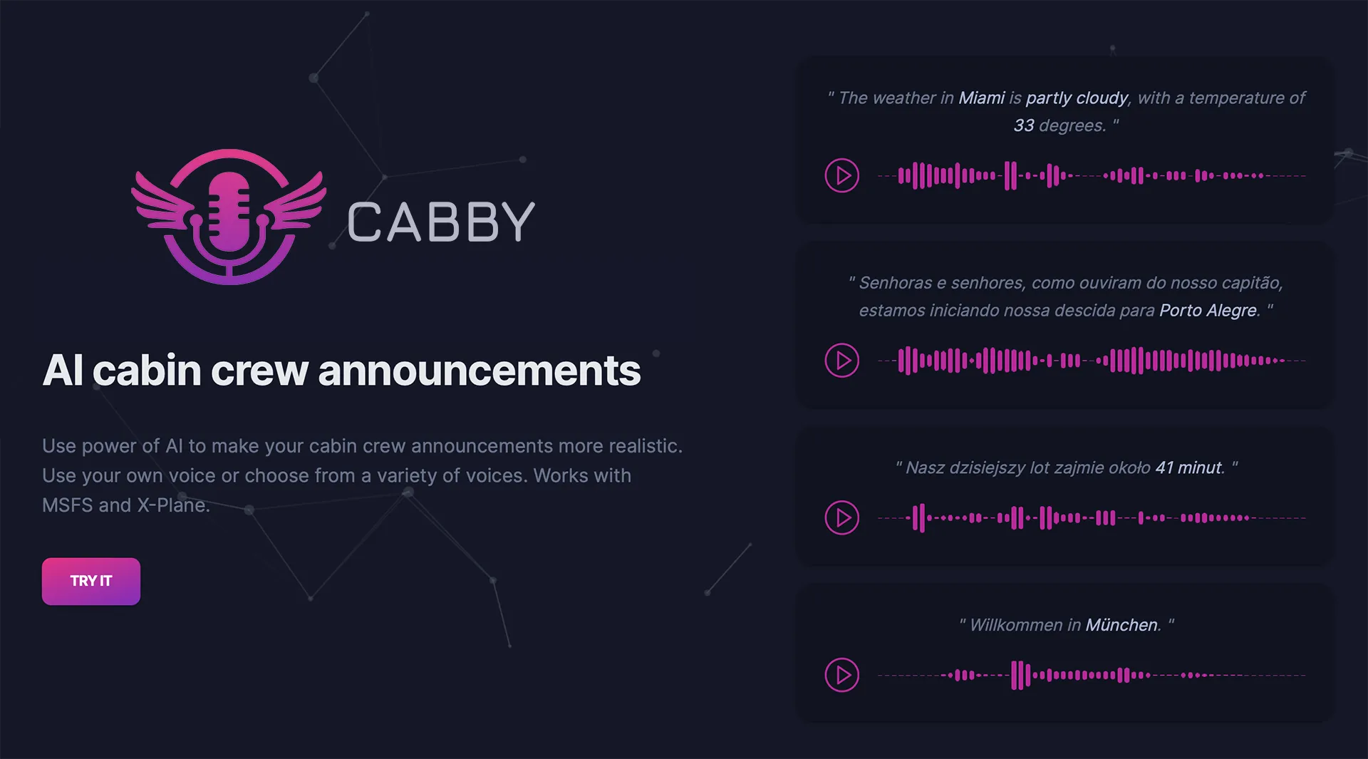 Cabby uses your voice to create in-flight announcements in MSFS - MSFS ...