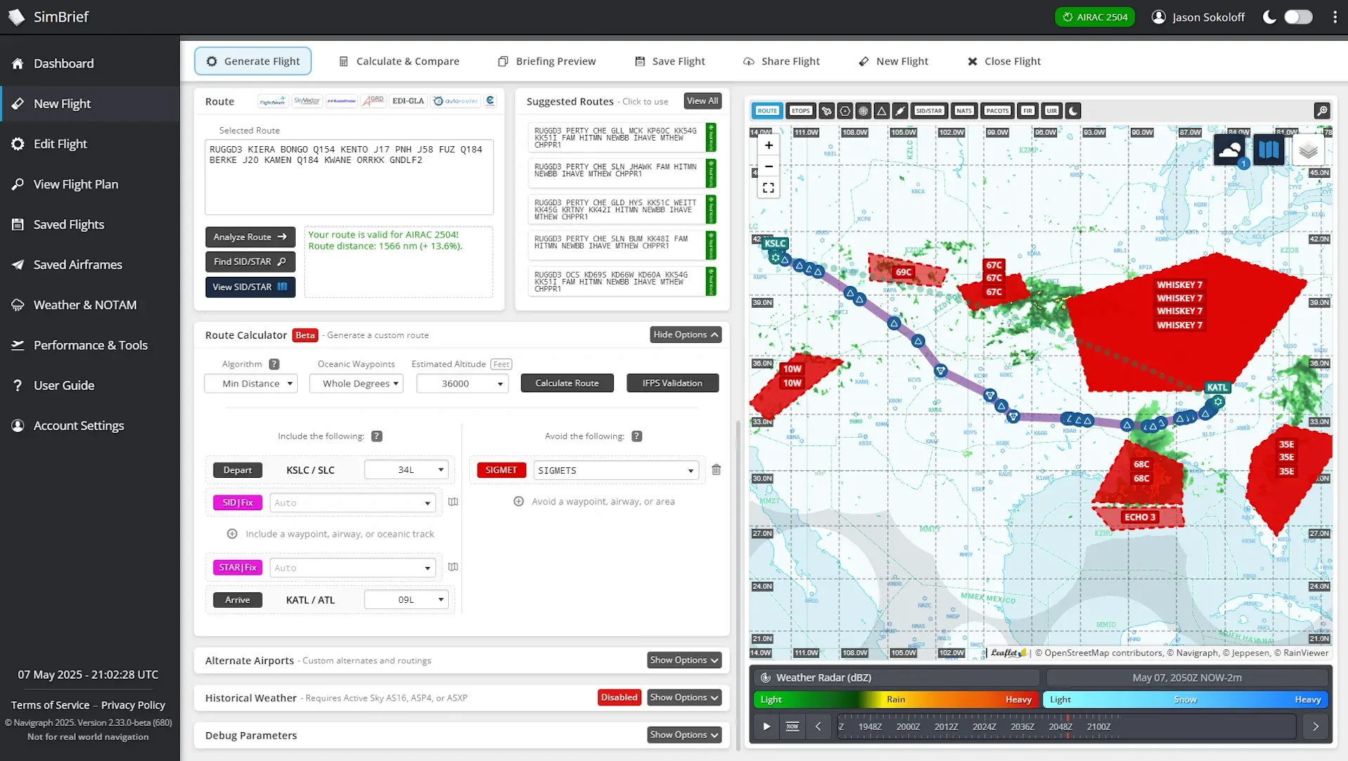 SimBrief adds dynamic weather avoidance, ETOPS routing, SID/STAR previews, and more in major May ...